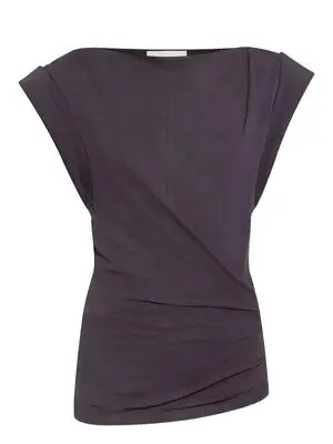 Isabel Marant Cotton T-shirt With Draped Shoulder - Purple