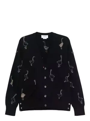 Thom Browne Intarsia-knit Virgin Wool Cardigan - Blue