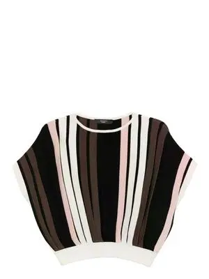 Max Mara Striped Batwing Top - Black