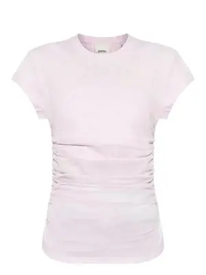 Isabel Marant Gathered-detail Cotton T-shirt - Pink