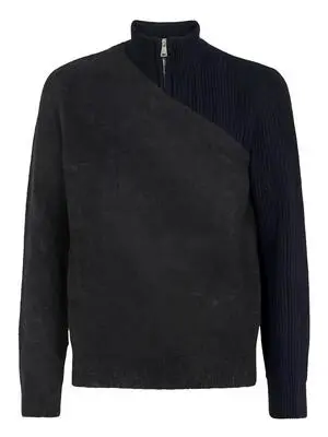 FENDI Ribbed-Collar Half-Zip Sweater