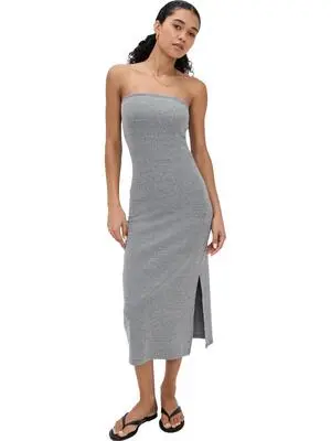 PERFECTWHITETEE Strapless Midi Dress - Dark Heather Grey