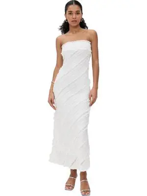 Endless Rose Strapless Ruffled Maxi Dress - White