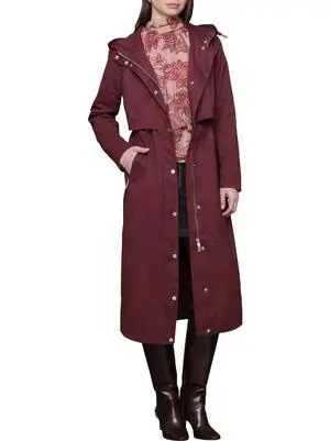 Avec Les Filles Hooded Maxi Rain Anorak - Burgundy