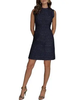 DONNA KARAN NEW YORK Tweed Sleeveless Sheath Dress