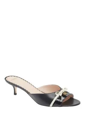 Valentino Garavani Bow Slide Sandal - Black/ivory