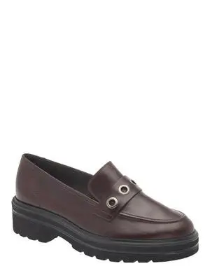 Paul Green Billie Lug Sole Loafer Wine Brushed Leather