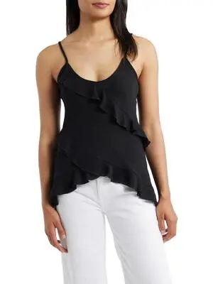 Loveappella Ruffle Crepe Camisole - Black