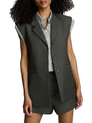 KENNETH COLE Longline Stretch-twill Vest - Dark Camo Green