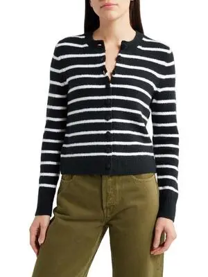 Madewell Kensington Cardigan White And Black Stri