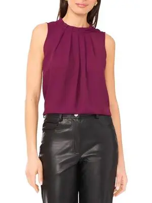 Vince Camuto Pleated Mock Neck Sleeveless Top Pickled Beet