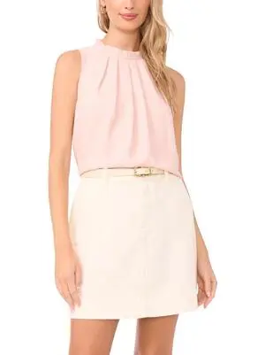 Vince Camuto Pleated Mock Neck Sleeveless Top - Sepia Rose