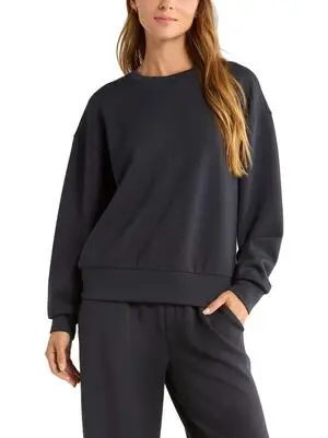 Zella Ultrasoft Boxy Crewneck Sweatshirt - Black