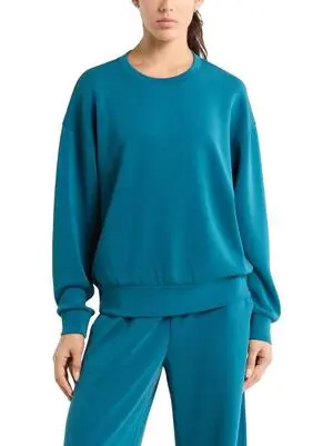 Zella Ultrasoft Boxy Crewneck Sweatshirt - Teal Seagate
