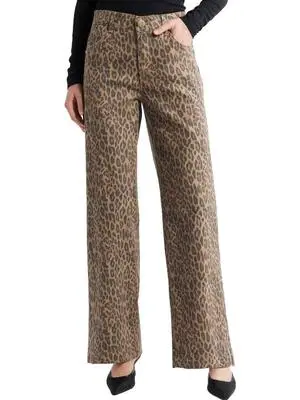 Wit & Wisdom Gracie Skyrise Double Side Seam Wide Leg Jeans - Brown/black Multi