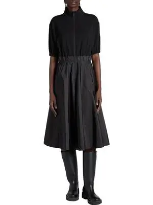 Moncler A-line Mixed Media Dress - Black