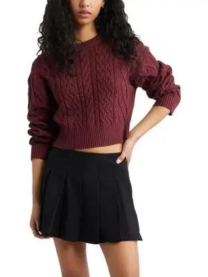 Bp. Cable Pullover Sweater Burgundy Tannin
