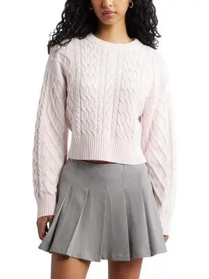 Bp. Cable Pullover Sweater Pink Primrose
