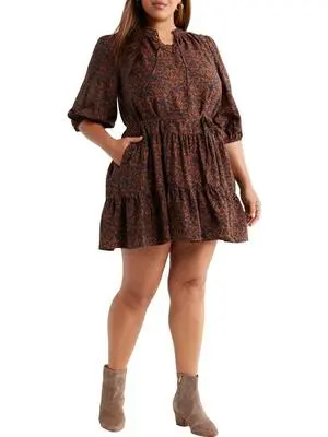 CASLON Tie Neck Tiered Dress