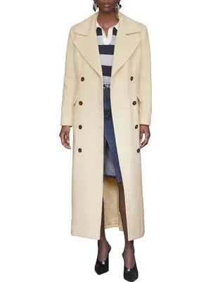 Avec Les Filles Double-breasted Tailored Maxi Coat - Butter Cream