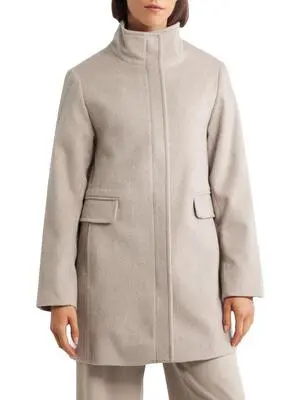 Fleurette Zoey Stand Collar Wool Car Coat - Beach