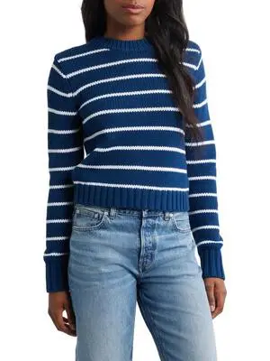 Madewell Stripe Relaxed Cotton Sweater - Ink And White Stripe