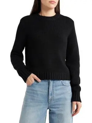 Madewell Relaxed Cotton Crewneck Sweater Jet Black