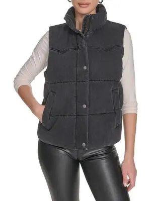 LEVI'S Western Denim Puffer Vest - Black Wash Denim