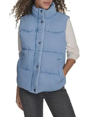 LEVI'S Western Denim Puffer Vest - Light Wash Denim