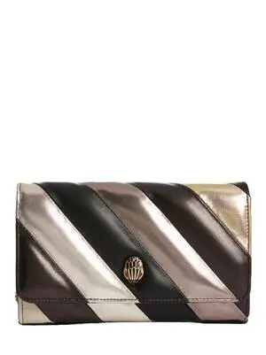 Kurt Geiger Mini Soho Metallic Leather Clutch - Open Grey