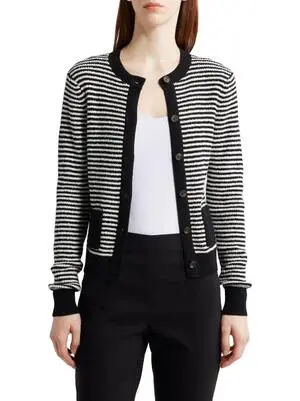 NIC+ZOE Textured Stripe Button Cardigan