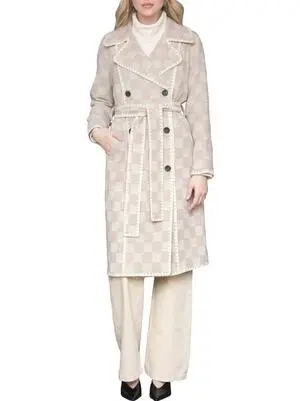 AVEC LES FILLES Wool Blend Checkered Coat