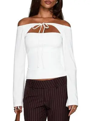 Princess Polly Off-the-shoulder Cutout Top - White