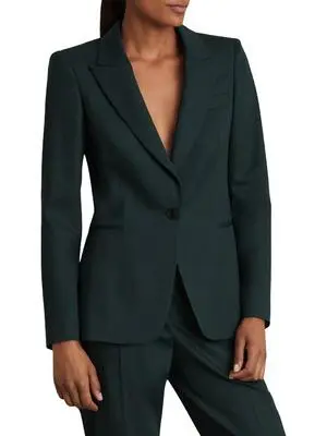 REISS Wool-blend Jacket With Peak Lapels - Green