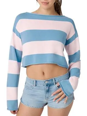 FLORENCE BY MILLS Striped Crop Rugby Sweater - Ballerina Retro Blue