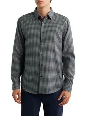 Theory Irving Standard Fit Cotton Gingham Button-up Shirt - Charcoal Multi