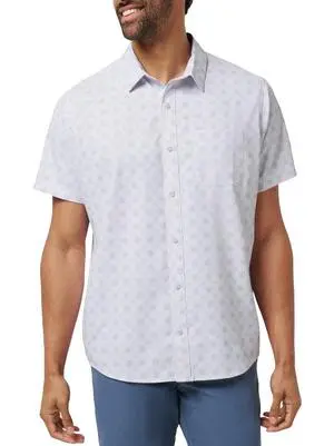 Travis Mathew Postcard Please Short Sleeve Button-up Shirt - White