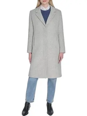 Cole Haan Wool-Blend Coat Light Grey