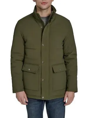 Cole Haan Stretch Crinkle Quilted Jacket Olive