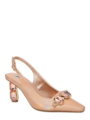 LADY COUTURE Jewel Heel Slingback Pumps Champagne