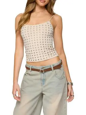 EDIKTED Vallie Grommet Crop Camisole - Beige