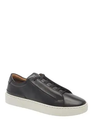 BOSS Textured Leather Low Top Sneaker - Black