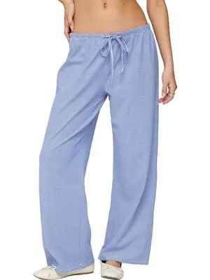 EDIKTED Relaxed Fit Striped Drawstring Pants - Blue-and-white