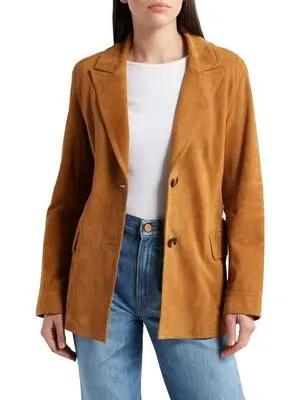 Bernardo Single-breasted Suede Blazer - Camel