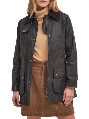Barbour Fiddich Waxed Cotton Coat Olive Classic