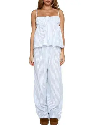 Princess Polly Striped Seersucker Tank And Pants Set - Blue Stripe