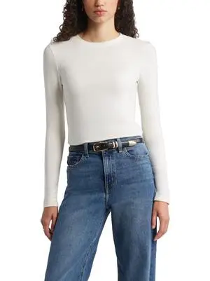 Nordstrom Long Sleeve Crewneck T-shirt - Ivory Tofu