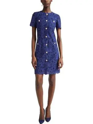 ST. JOHN Guipure Lace Shift Dress