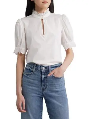 FRAME The Eyelet Inset Top