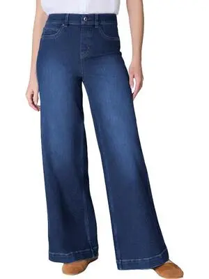 Spanx Pull-on High-waist Wide-leg Jeans - Authentic Blue
